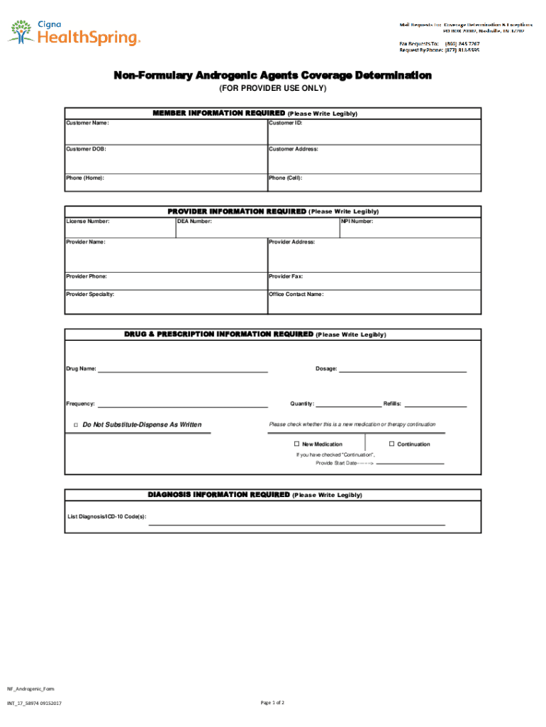 Fillable Online Androgenic Agents Prior Authorization Coverage Determination Fax Email Print ...