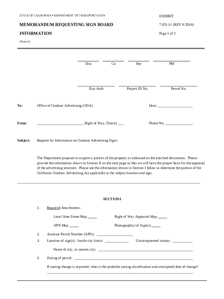 MEMORANDUM REQUESTING SIGN BOARD INATION - dot ca Doc Template | pdfFiller