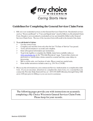 Fillable Online Guidelines for Completing the General Services Claim ...