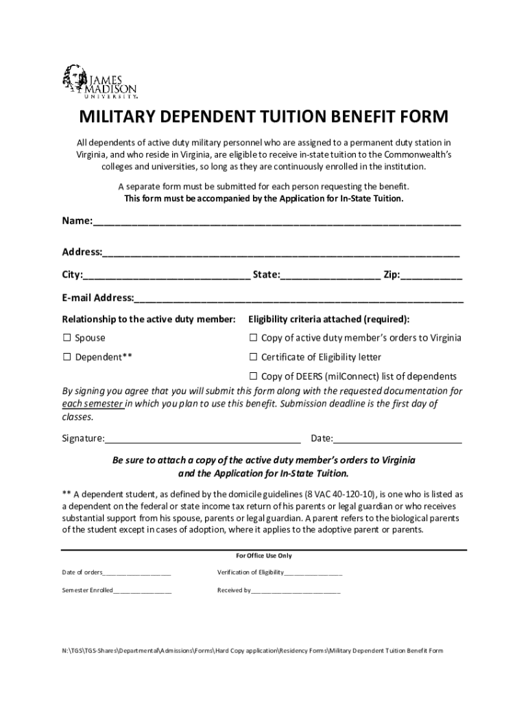Fillable Online Active Duty Military Tuition Benefit Form. Active Duty ...