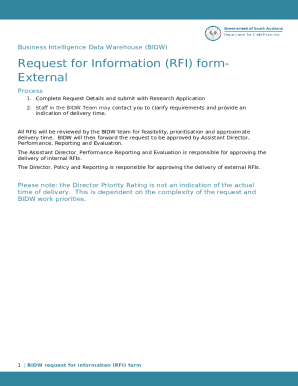 BIDW request for ination (RFI) . Business Intelligence Data Warehouse ...