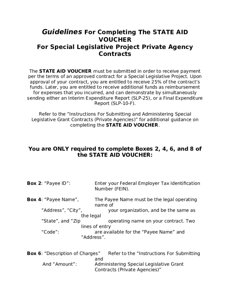 For Completing The STATE AID VOUCHER For Special ... Doc Template ...