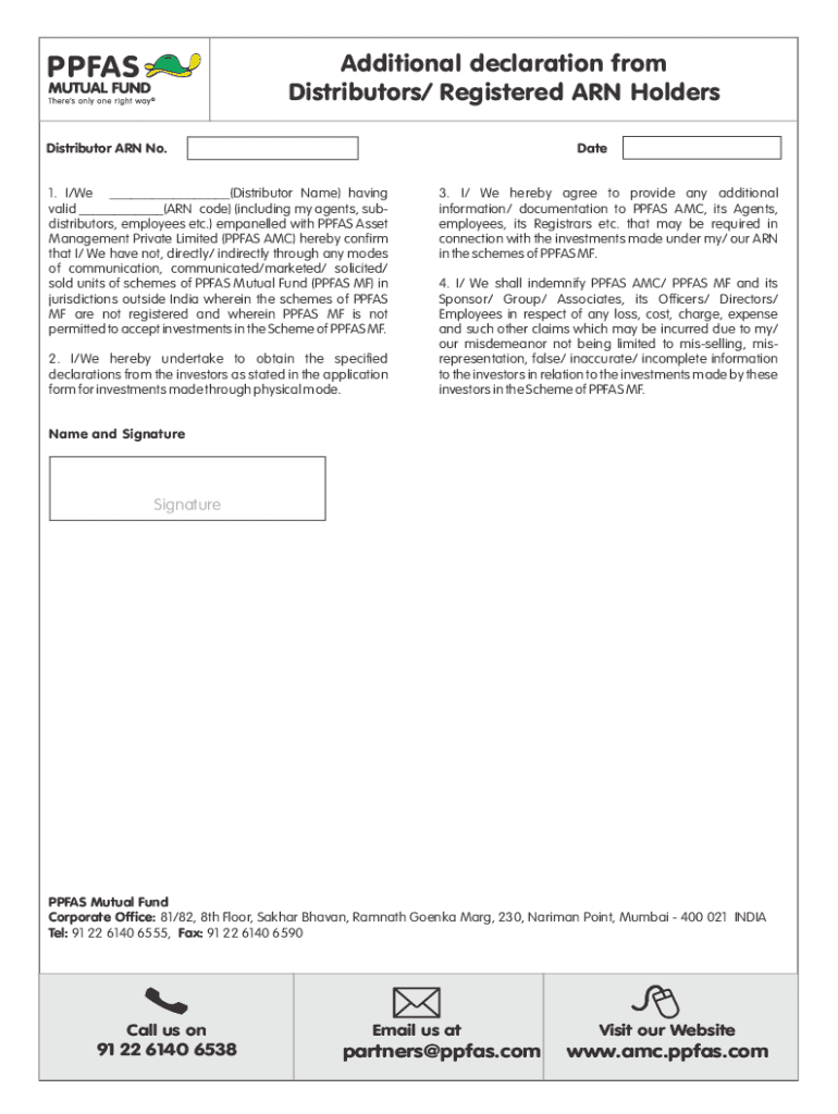 Fillable Online Additional declaration from Distributors/ Registered ...