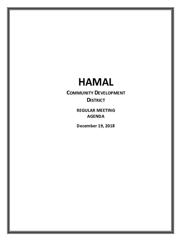 Fillable Online Fillable Online Agenda - Hamal Community Development District ... Fax Email ...