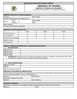 Fillable Online APPLICATION FORM FOR A DRIVING LICENCE Fax Email Print ...