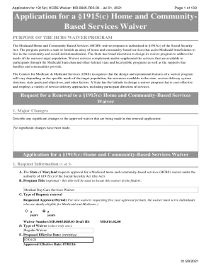 Fillable Online Application for 1915(c) HCBS Waiver: MD Fax Email Print ...