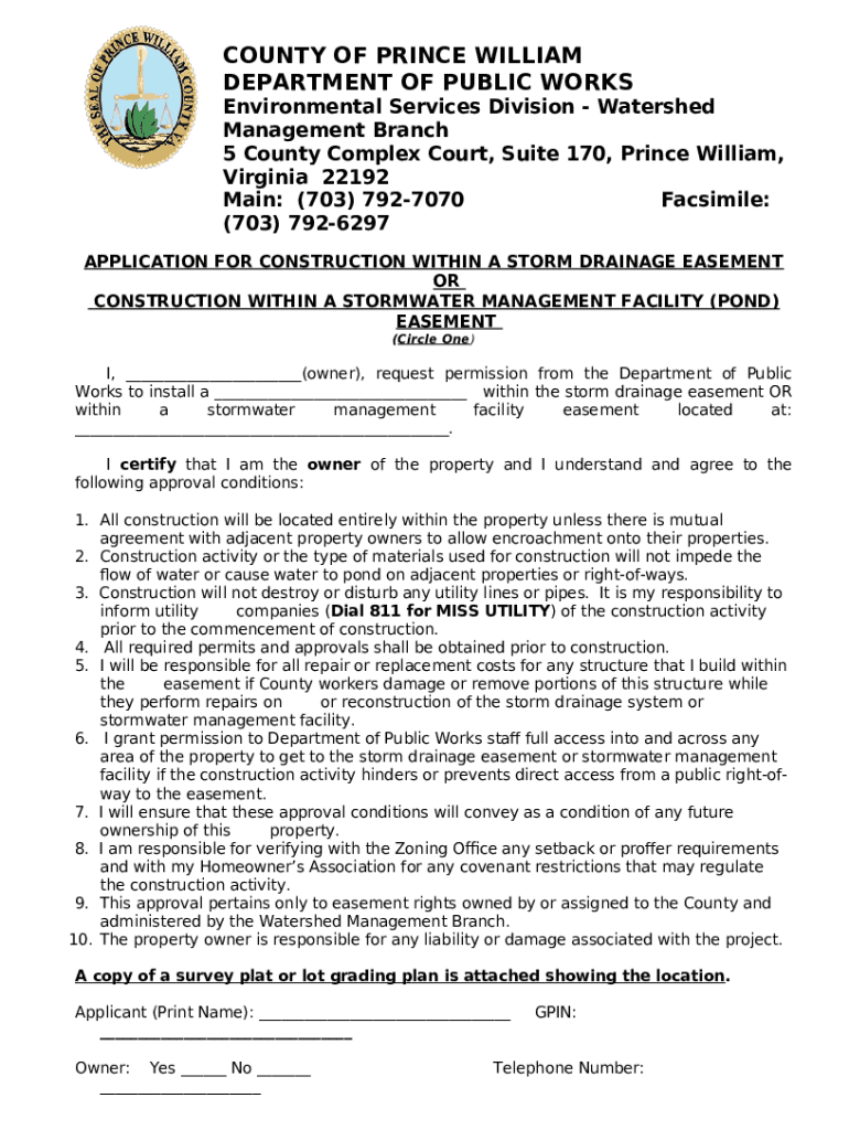 COUNTY OF PRINCE WILLIAM DEPARTMENT OF PUBLIC WORKS ... Doc Template ...