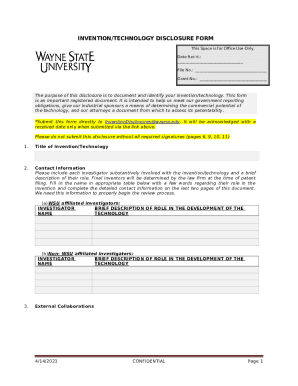 INVENTION DISCLOSURE - Research and Discovery - Wayne ... Doc Template ...
