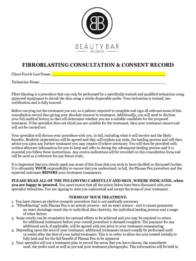 Fillable Online PLASMA PEN CONSULTATION & CONSENT RECORD Fax Email ...