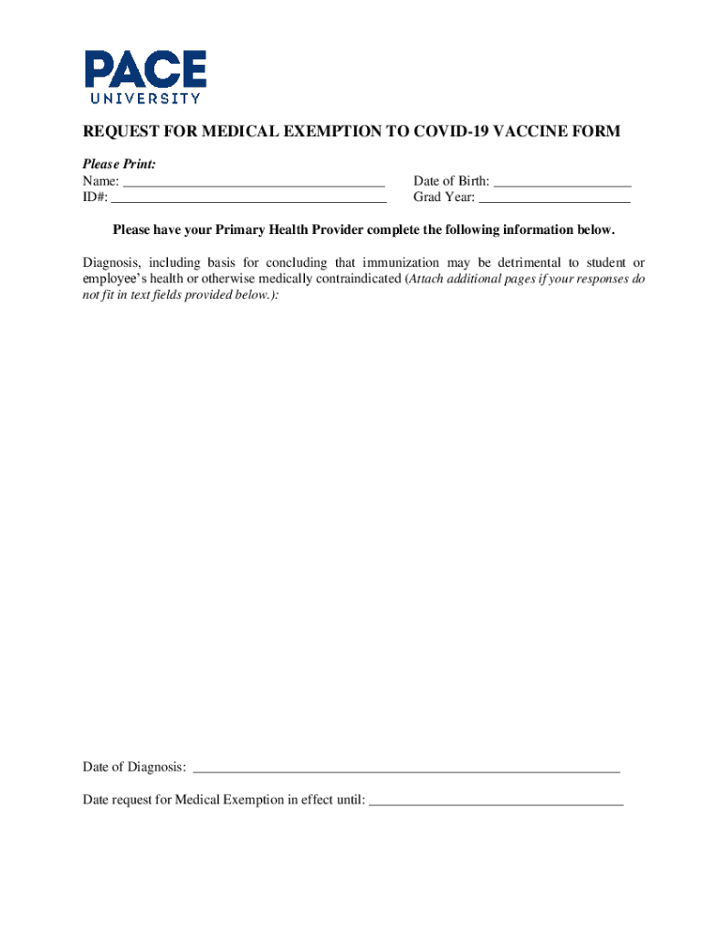Fillable Online REQUEST FOR MEDICAL EXEMPTION TO COVID-19 VACCINE FORM ...
