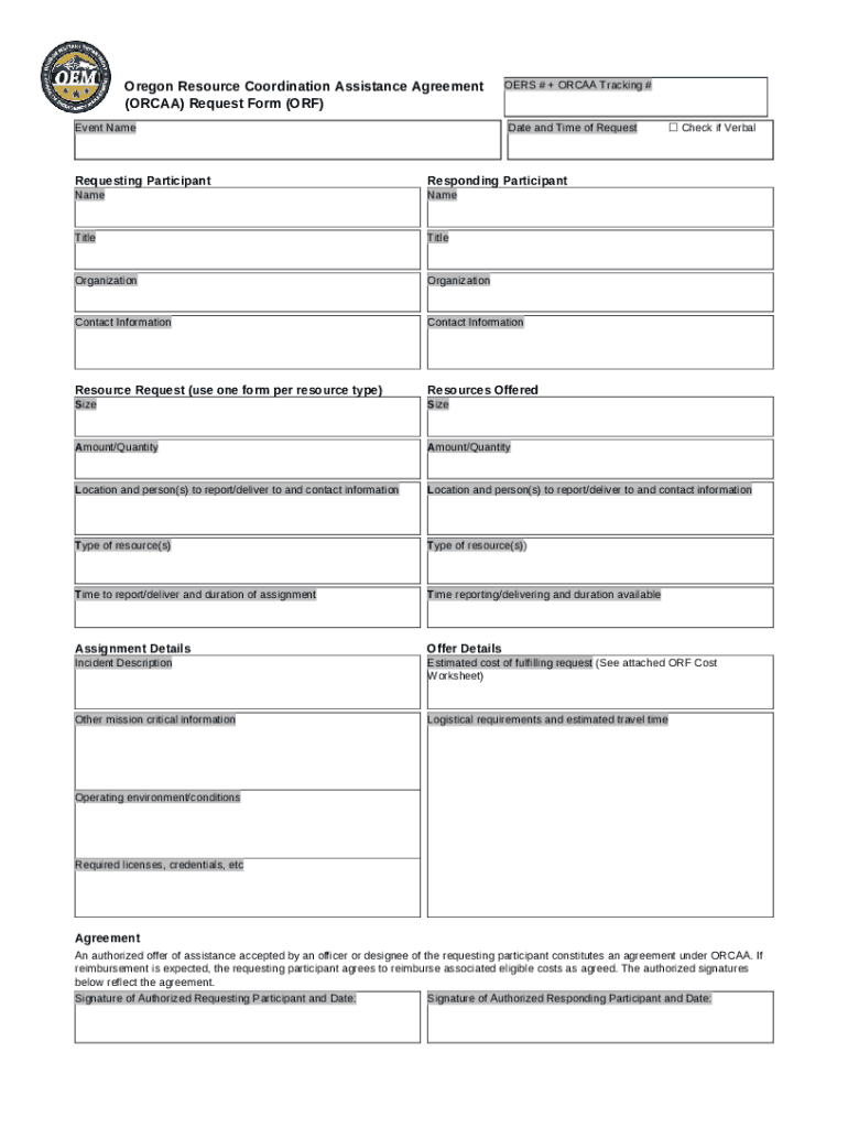 ORCAA Request Doc Template | pdfFiller