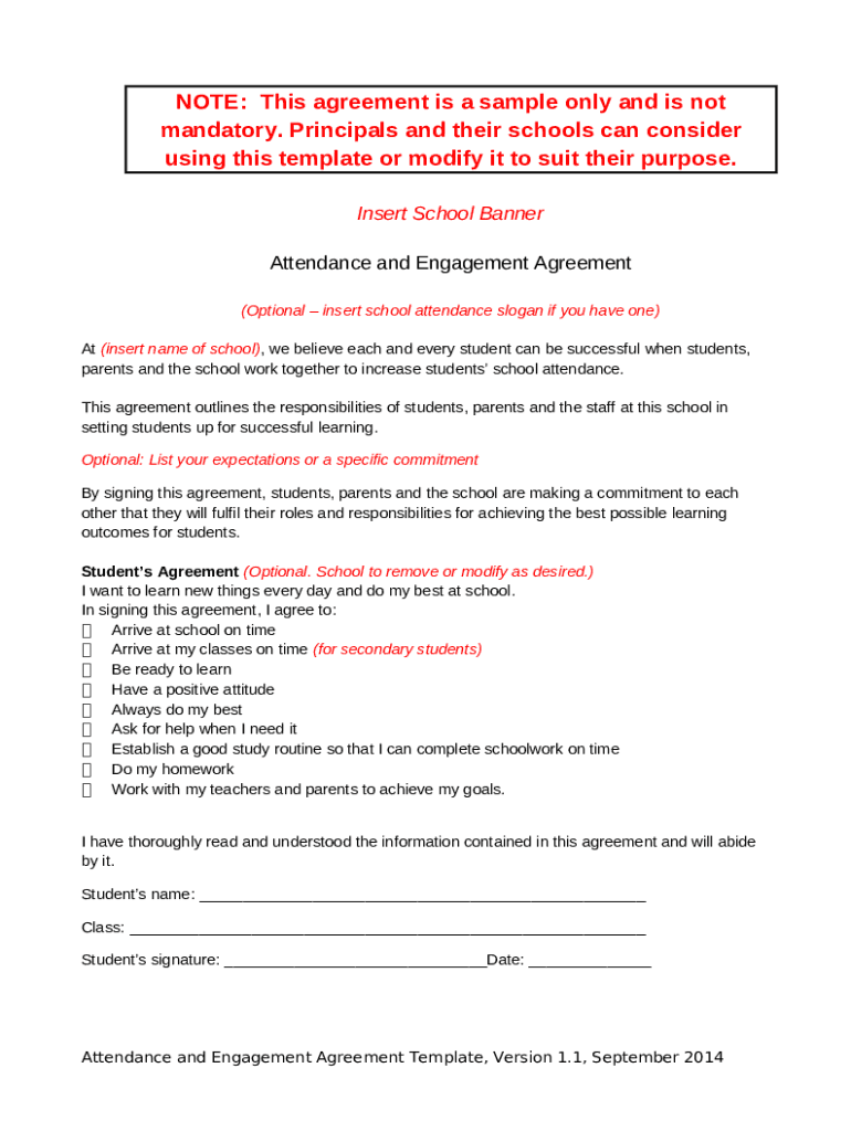 Attendance and Engagement Agreement - Education - education qld gov Doc ...