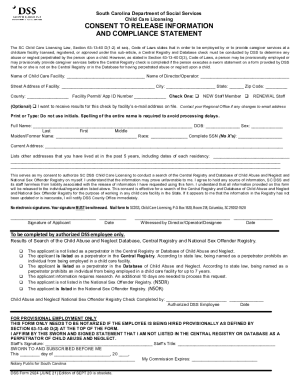 Fillable Online The SC Child Care Licensing Law, Section 63-13-40 D(1-2 ...