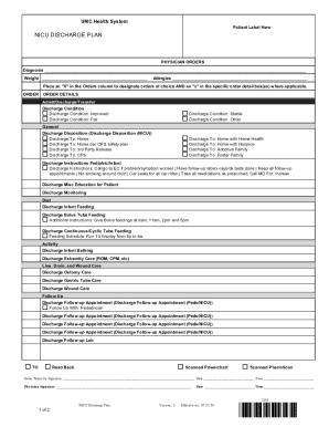 Fillable Online UMC Health System Patient Label Here NICU DISCHARGE ...