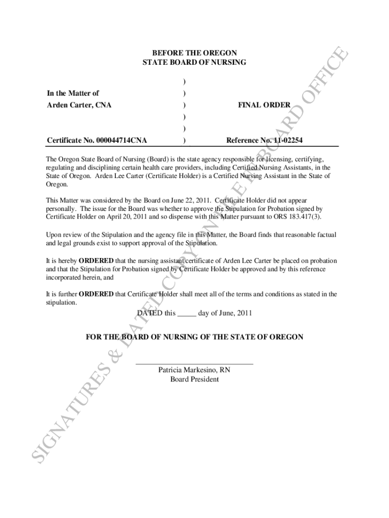 Fillable Online Arden Carter, CNA Fax Email Print - pdfFiller