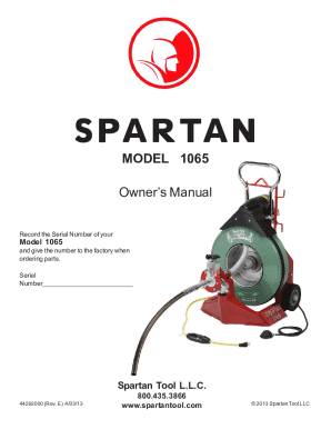 Fillable Online PRODUCT MANUAL Power Cable Feed - Spartan Tool Fax ...