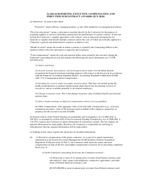 Fillable Online 52.204-10 REPORTING EXECUTIVE COMPENSATION AND FIRST ...