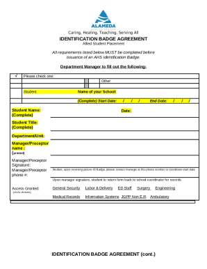 IDENTIFICATION BADGE AGREEMENT Doc Template | pdfFiller