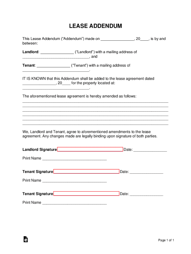Fillable Online Lease Addendums: What They Are and How to Write ...