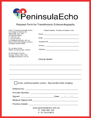 Fillable Online Request Form for Transthoracic ... - Peninsula Echo Fax ...