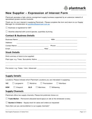 Fillable Online New Supplier Expression of Interest Form Fax Email Print - pdfFiller