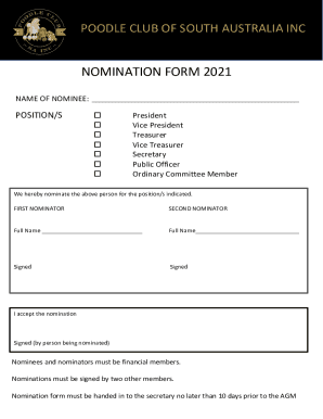 Fillable Online NOMINATION FORM 2021.docx Fax Email Print - pdfFiller