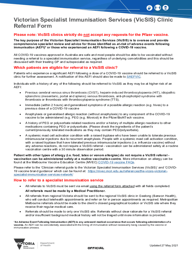 Fillable Online VicSIS Referral Form version 1027052021.pdf Fax Email ...