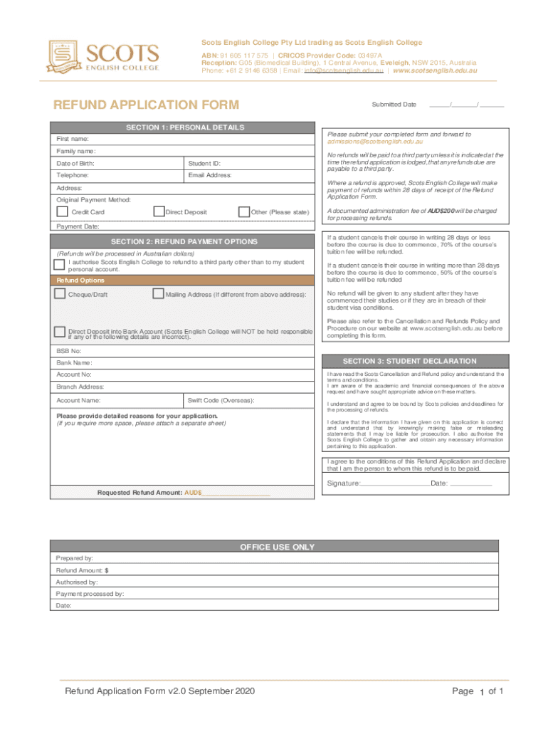 Fillable Online refund form copy Fax Email Print - pdfFiller