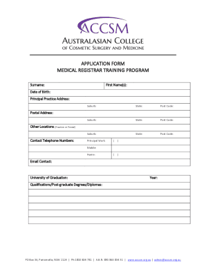 Fillable Online APPLICATION FORM MEDICAL REGISTRAR TRAINING PROGRAM Fax ...