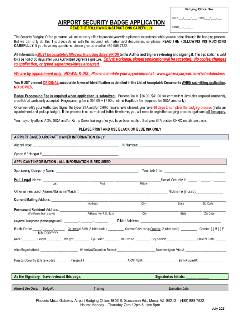 Fillable Online Badging Office Use Fax Email Print - pdfFiller