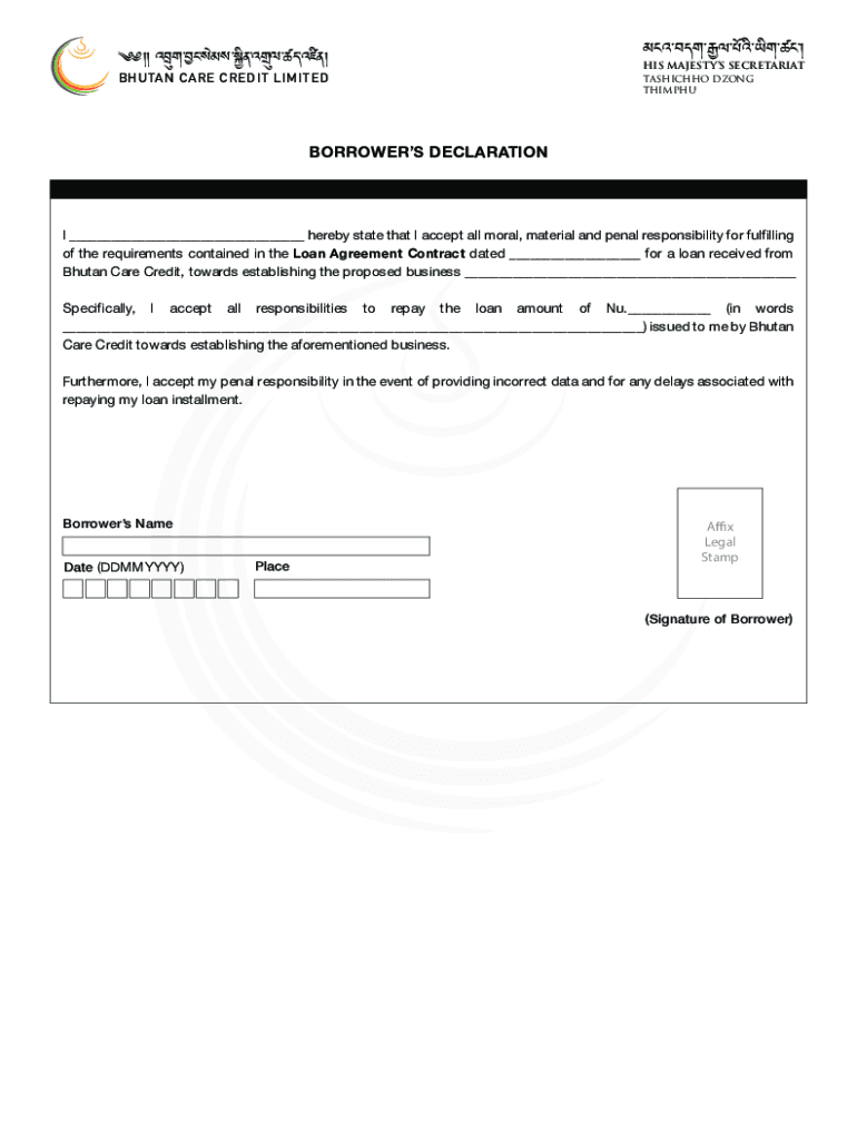 Fillable Online Borrower's Declaration Fax Email Print - pdfFiller