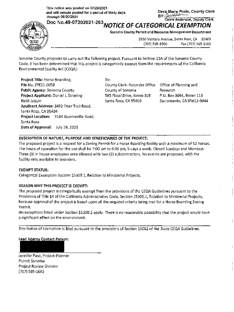 Fillable Online ZPE21-0052 Notice of Exemption and Fish Wildlife ...