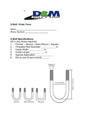 Fillable Online U-Bolt Order Form - City Spring Fax Email Print - pdfFiller