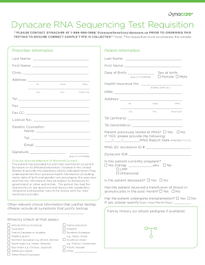 Fillable Online Dynacare RNA Sequencing Test Requisition Fax Email ...