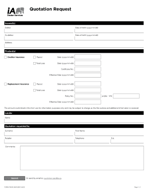 Fillable Online Quotation Request - QC. Form to be filled out and ...