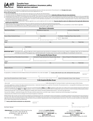 Fillable Online Transfer Form - Extended Warranty - BC AB SK MB ON QC ...