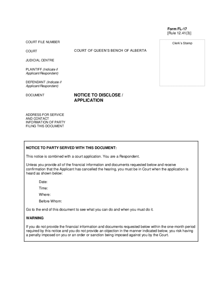 Fillable Online Form FL-17 - mcneillfamilylaw.ca Fax Email Print ...