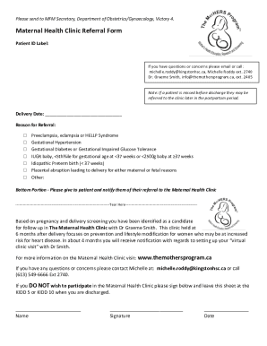 Fillable Online obgyn queensu Maternal Health Clinic Referral Form ...