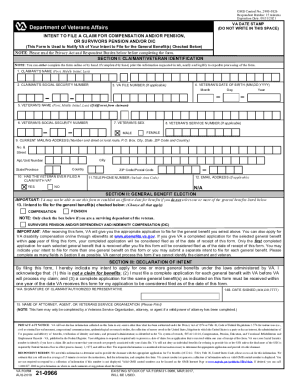 Fillable Online INTENT TO FILE A CLAIM FOR COMPENSATION ... - VA ...