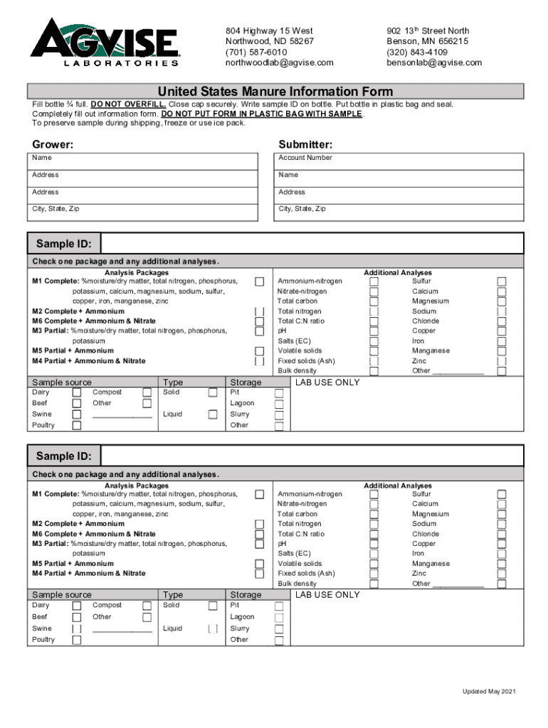 Fillable Online 05-19-21 US 2 Sample Manure Form Fax Email Print ...
