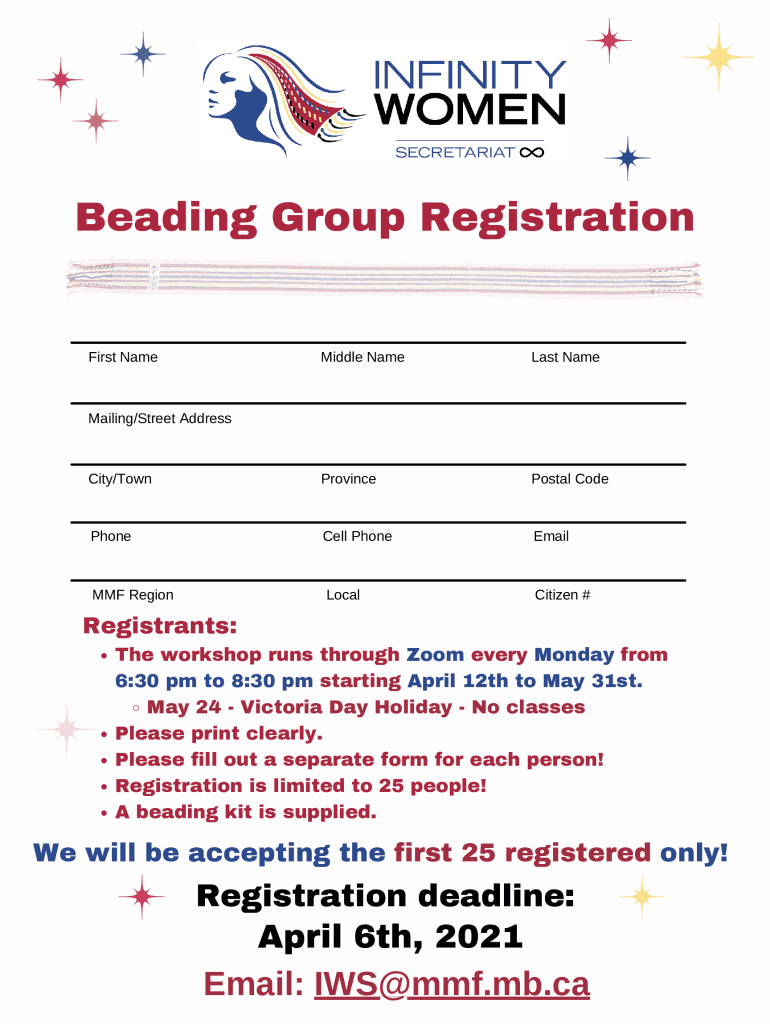 Fillable Online Beading Registration Fax Email Print - pdfFiller