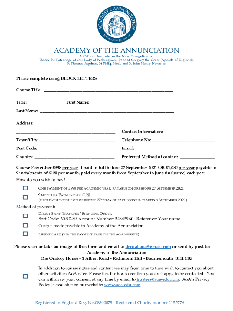 Fillable Online AoA registration form v 5.DOCX Fax Email Print - pdfFiller