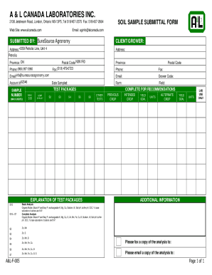 Fillable Online A&L Soil Sample Submittal Form. A&L Soil Sample ...