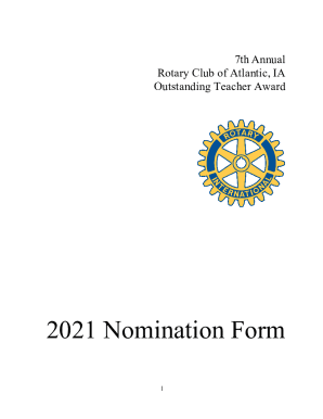 Fillable Online 2021 Rotary Teacher AwardNomination Form Fax Email ...