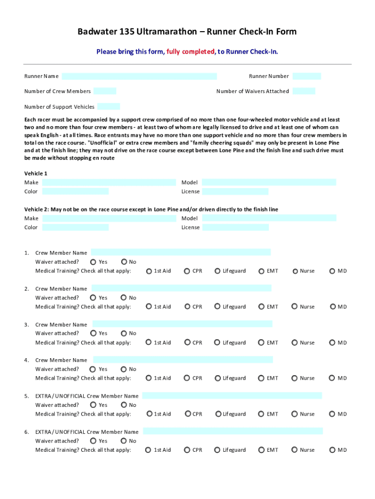 Fillable Online 2021RACER CHECKIN COVER FORM Fax Email Print - pdfFiller