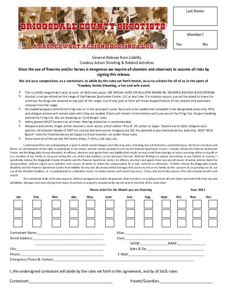 Fillable Online Since the use of firearms and/or horses is dangerous we ...