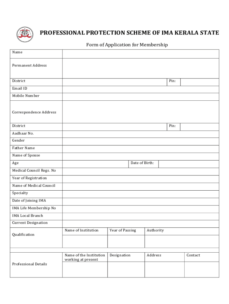Fillable Online PROFESSIONAL PROTECTION SCHEME OF IMA, Kerala State Fax ...