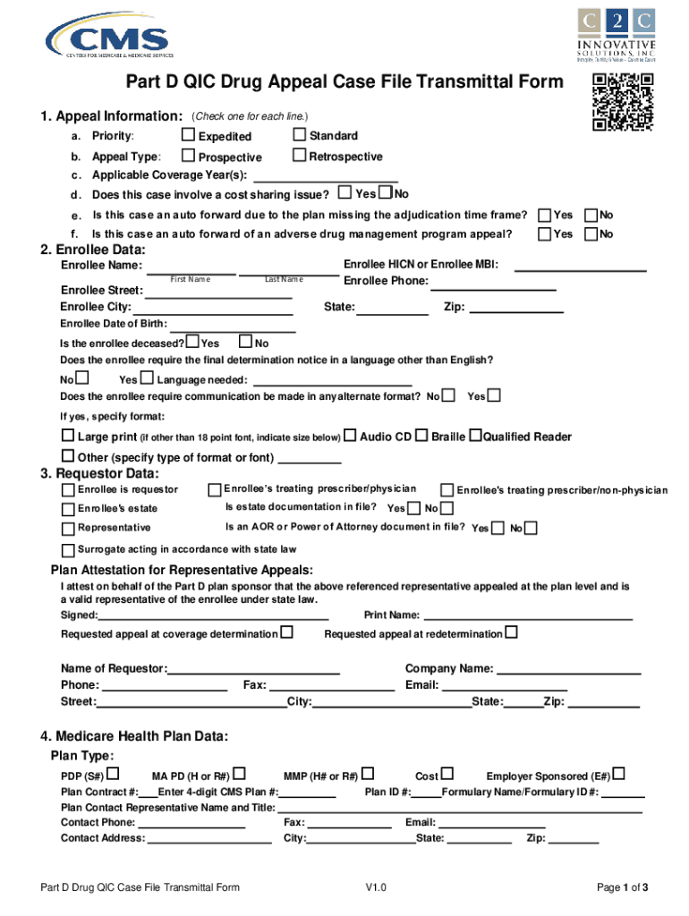 Fillable Online Transcript for QIC Part D Plan Appeal Submission ...
