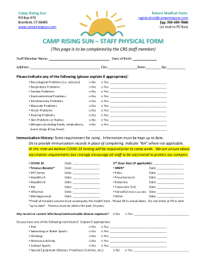 Fillable Online CRS Staff Medical Form 2021 Fax Email Print - pdfFiller