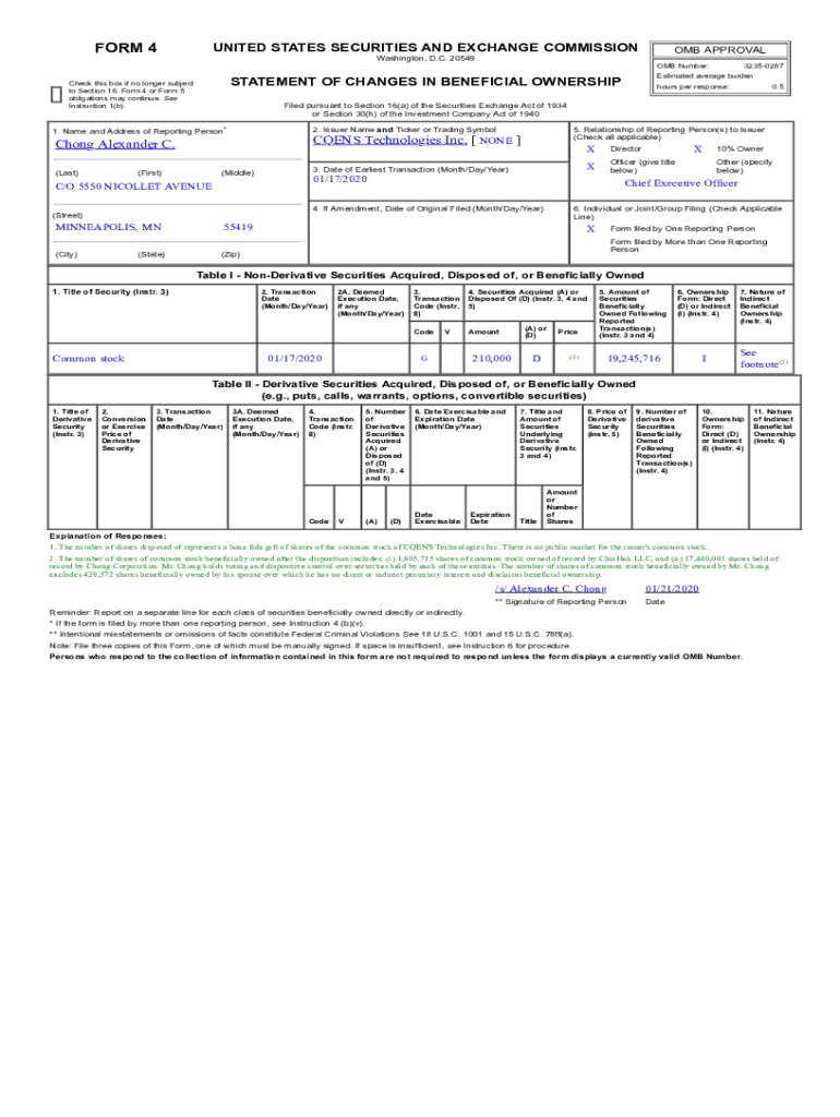 Fillable Online The number of shares disposed of represents a bona fide gift of shares of the ...